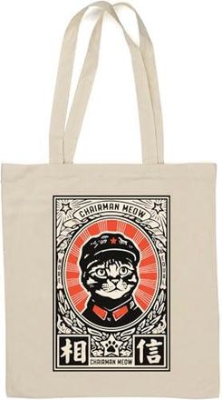 Generic Funny Cat person Sac fourre-tout en coton naturel Blanc