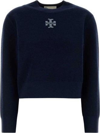 Tory Burch Femme, Pulls, Bleu, Taille: 38 FR Pull en m&eacute;lange de laine