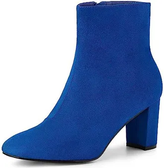 Allegra K Robe Femme c&ocirc;t&eacute; Robe Fermeture Talon Gros Talon Bottines Cheville Bleu fonc&eacute; 35