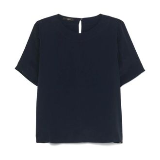 Seventy Blaues Rundhals-Shirt mit Schl&uuml;sselloch-Detail - - Tops - Damen - Blau - M