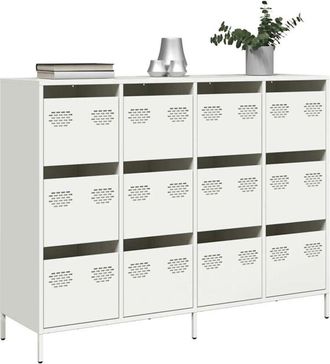 vidaXL Sideboard Wei&szlig; 135x39x103,5 cm Kaltgewalzter Stahl - Vidaxl