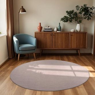 Paco Home Tapis Intérieur Et Extérieur Balcon Terrasse Tapis Cuisine Monochrome Moucheté, Dimension:200 cm Rond, Couleur:Pink