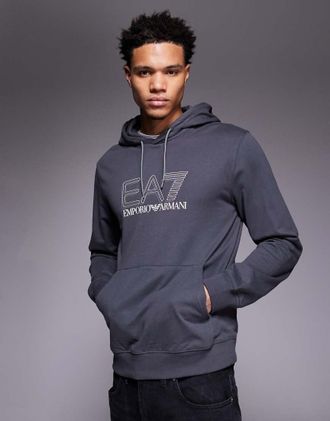 Emporio Armani Armani - EA7 Train Visability - Sweatshirt in Dunkelgrau mit Kapuze