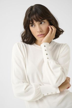 Kaffe Strickpullover KAlizza Damen Strickpullover Langarm Rundhals Mode Pulli XXL, Chalk XXL