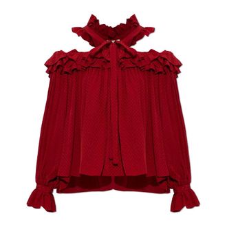 Chlo&eacute; Seidenbluse mit R&uuml;schen - - Blouses & Shirts - Damen - Rot - S