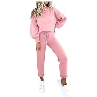 Generic Pantalon court baggy pour femme, ensemble de mode d&eacute;contract&eacute;, col rond, manches longues, design d&eacute;pissure doux, chemisier en peluche, pantalon costum