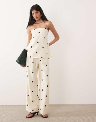 Abercrombie & Fitch Elegante Hose in Wei&szlig; mit weitem Bein und Polka Dots, Kombiteil