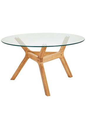 MID.YOU Mid.you Couchtisch, Eiche, Holz, Glas, Eiche, massiv, rund, eckig, 80x45x80 cm, Wohnzimmer, Wohnzimmertische, Couchtische