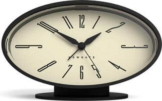 Newgate Watches Ronnie wecker | Ovales Retro Design | Schwarzes, weiches gummiertes Finish | Ideal für nachttisch, Schreibtisch oder Regal | Modernes Retro Accessoire