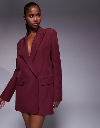 KAIIA Exclusivit&eacute; - Kaiia - Robe blazer oversize et structur&eacute;e - Lie-de-vin-Rouge