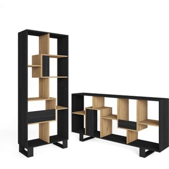 Skraut Home Skraut Home - B&uuml;cherregal Bibliothek, Bookshelf, Bookcase, 67x31x162cm, Aufbewahrungsregal, Schwarz Eiche