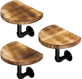 Navaris Lot 3X &Eacute;tag&egrave;re Murale Flottante - 3X &Eacute;tag&egrave;re Suspendue Ronde 20 x 15 x 17 cm en Bois de Pin - Capacit&eacute; de Charge 5kg - Montage Facile