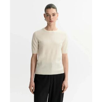 Soft Goat Femme, Pulls, Blanc, Taille: 38 FR Pull en Cachemire &agrave; Manches Courtes
