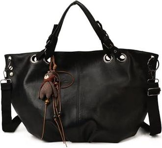 Generic KOBONA City Bag pour femmes Sac cabas Y2K en PU avec pendentif Sacs hobo uni Grand Sacs de ville automne avec bandouli&egrave;re ajustable Id&eacute;al pour le trav