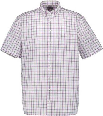 Olymp Herren Kurzarmhemd rosa kariert Comfort Fit