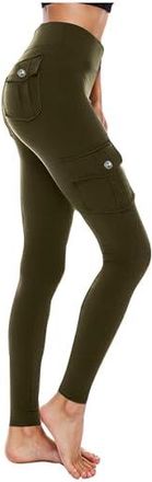 Generic Legging cargo pour femme avec poches, contr&ocirc;le du ventre, pour entra&icirc;nement, course &agrave; pied, gym, fitness, Jn, XXL