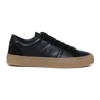 Moncler Leather Schn&uuml;r-Sneakers Schwarz Biscuit - - Shoes - Herren - Schwarzk - 46 EU