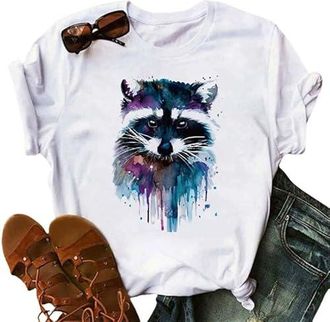Keephen Color&eacute; Lion/Cheval/Tigre/Loup Impression 3D T-Shirt Femmes Animal Graphique Tees Casual Manches Courtes Col Rond T-Shirt &Eacute;t&eacute; Coupe L&acirc;che Tops
