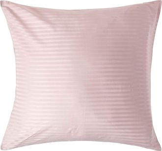 Homescapes 2er-Set Damast Kissenbezug 80x80 cm Flieder mit Satin-Streifen & Reißverschluss, 100% ägyptische Baumwolle, Fadendichte 330