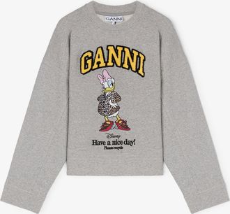 Ganni x Disney Sweat-shirt gris Daisy Duck Coton Biologique - Taille M - Pour Femme