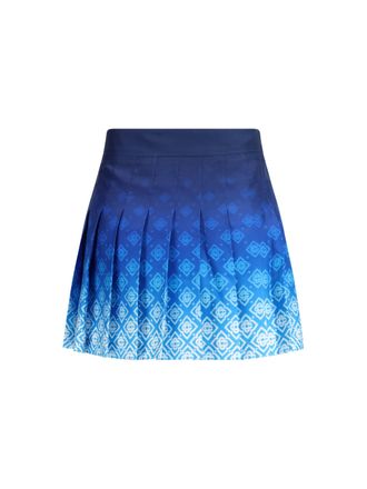 Casablanca Womens Pleated Mini Skirt Orchid Monogram Silk