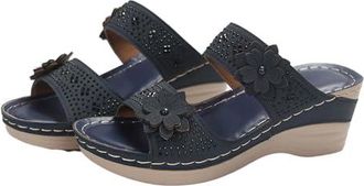 Generic Cocila Sandales Et Mules Pour Femmes De Plage &agrave; Talons Inclin&eacute;S Femmes, Pantoufles Creuses D&eacute;Contract&eacute;Es, Chaussures Fond Inclin&eacute;, R&eacute;Tro Orthopedic Sa