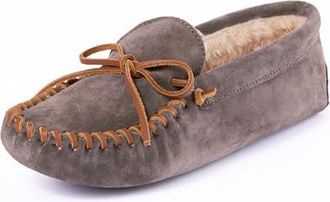 Minnetonka Mens Pile Lined Softsole Moccasin, Charcoal, 9 M US