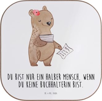 Mr. & Mrs. Panda Tischuntersetzer Buchhalterin Herz - Geschenk, gl&auml;seruntersetzer, Angestellte, Coaster, Lustig, Buchhalter, Tassen Untersetzer, Witzig, f&uuml;r Gl&auml;ser, Sp