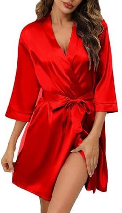 Generic Peignoir court en satin pour demoiselle dhonneur - Pour mariage et f&ecirc;te nuptiale f27