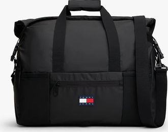 Tommy Jeans Tech - Wasserdichte Ripstop-Reisetasche in Schwarz mit Roll-Top-Verschluss
