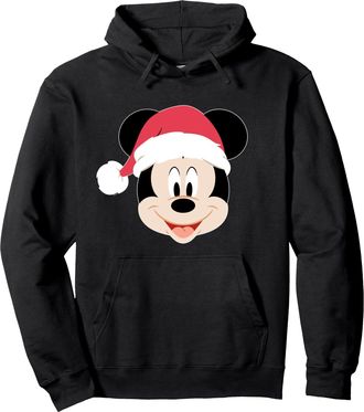 Disney Mickey Mouse in Santa Hat Happy Christmas Holiday Pullover Hoodie