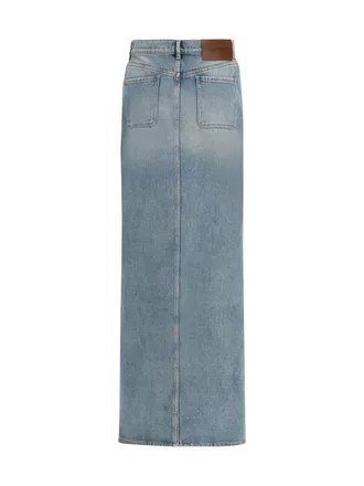 Courr&egrave;ges Denim Circle Skirt - Blue