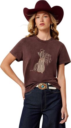 Ariat Womens Rebel With A Cause T-Shirt in Chocolate Plum, Size 2X-Large, by Ariat