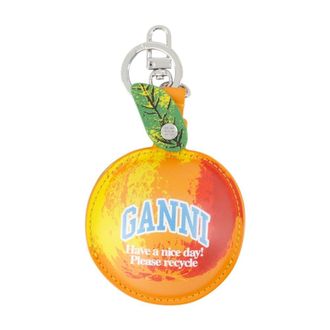 Ganni Womens Leather Apple-Shaped Wallet Orange Calfskin