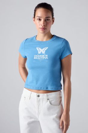 Levi's Graphic Essential Baby Tee - Femme - Bleu / Change Is Beautiful Parisian Blue - XS