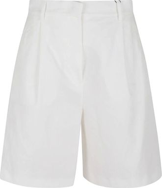 Max Mara Femme, Shorts, Blanc, Taille: 40 FR Bermuda Blanc avec Plis Doubles