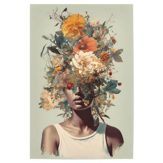 artboxONE Poster 75x50 cm Natur Frau Blumenkopf - Bild wandbild ago Art Print Blumen Frau gem&auml;lde blumenkopf