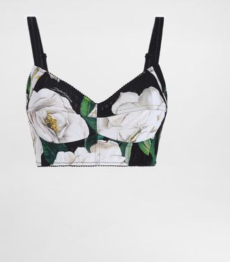 Dolce & Gabbana Bralette-top Aus Elastischem Material Gardenien-print - Frau Blusen Und Tops Drucken 48