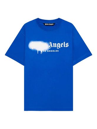 Palm Angels Grafisches Spray City Los Angeles T-Shirt - Blau