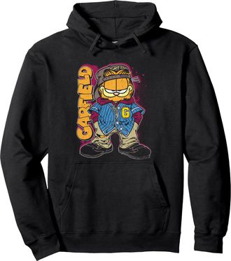 Garfield Streetwear Spray Paint Portrait Cool Cat Cartoon Pullover Hoodie
