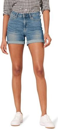 Amazon Essentials Short en Jean Coupe Slim Taille Mi-Haute avec Entrejambe de 10 cm Femme, Délavé Moyen, 44