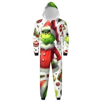 Generic Le Grinch Pyjama Noel Famille De Grinch Adulte Pull Assorti Deguisement Ensembles Enfant Coton Garcon Chaud Et Doux Costume Bebe The Femme Noël Couple