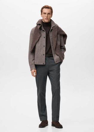 Mango Pantalon flanelle regular-fit gris chin&eacute; fonc&eacute; - Homme - 38 - MANGO MAN