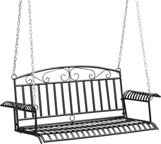 OUTSUNNY Banc suspendu 2 places balancelle de jardin en métal dim. 137L x 58l x 52H cm noir