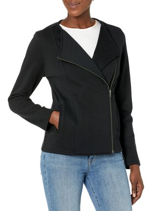The Drop Damen Langärmelige Strick-Bikerjacke von @caralynmirand, Schwarz, XL