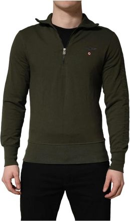 Aeronautica Homme, Sweatshirts et sweats &agrave; capuche, Vert, Taille: S Half Zip SweaT-shirt