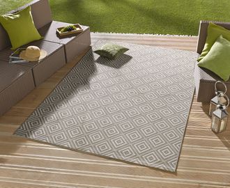 Hanse Home NORTHRUGS In- und Outdoor Teppich Karo 140x200cm - Wetterfest Modern Geometrisches Muster Kariert Allover Design Läufer für Balkon Terrasse Garten Win