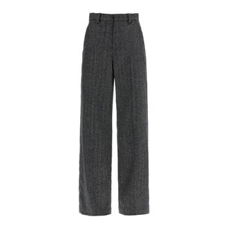 Brunello Cucinelli Femme, Pantalons, Gris, Taille: 40 FR Pantalon ample Sartorial Chevron en Techno Laine Card&eacute;e