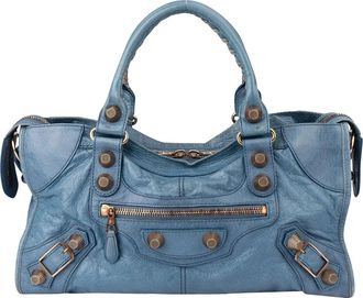Balenciaga Crossbody Bags - Balenciaga Bleu Leather City Handbag - Gr. unisize - in Blau - f&uuml;r Damen