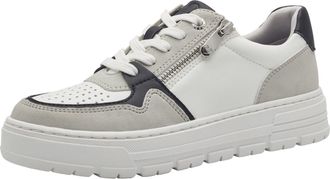 Marco Tozzi Damen Sneaker flach mit Rei&szlig;verschluss Vegan, Wei&szlig; (White/Black), 42 EU